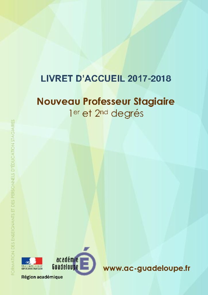 Livret d'accueil Nouveau Professeurs Stagiaires (NPS) 2017 - SNEP-FSU Guadeloupe